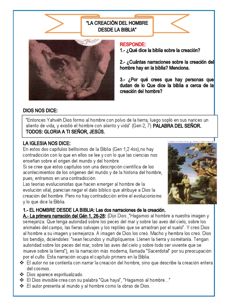 5°la Creacion Del Hombre Desde La Biblia - 2017 | PDF | Evolución | Biblia