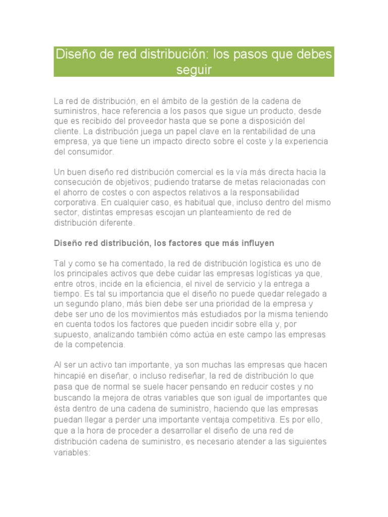 Diseño de Red Distribución 1 | PDF