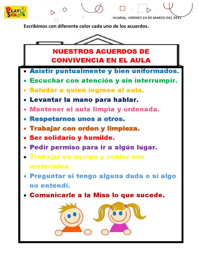 Acuerdos de Convivencia en el Aula | PDF | Crecimiento personal y ...