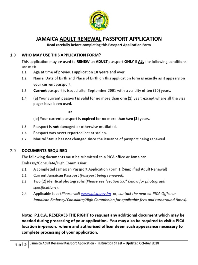 Instruction Sheet Adult Renewal Form Final | PDF | Passport | Identity Document