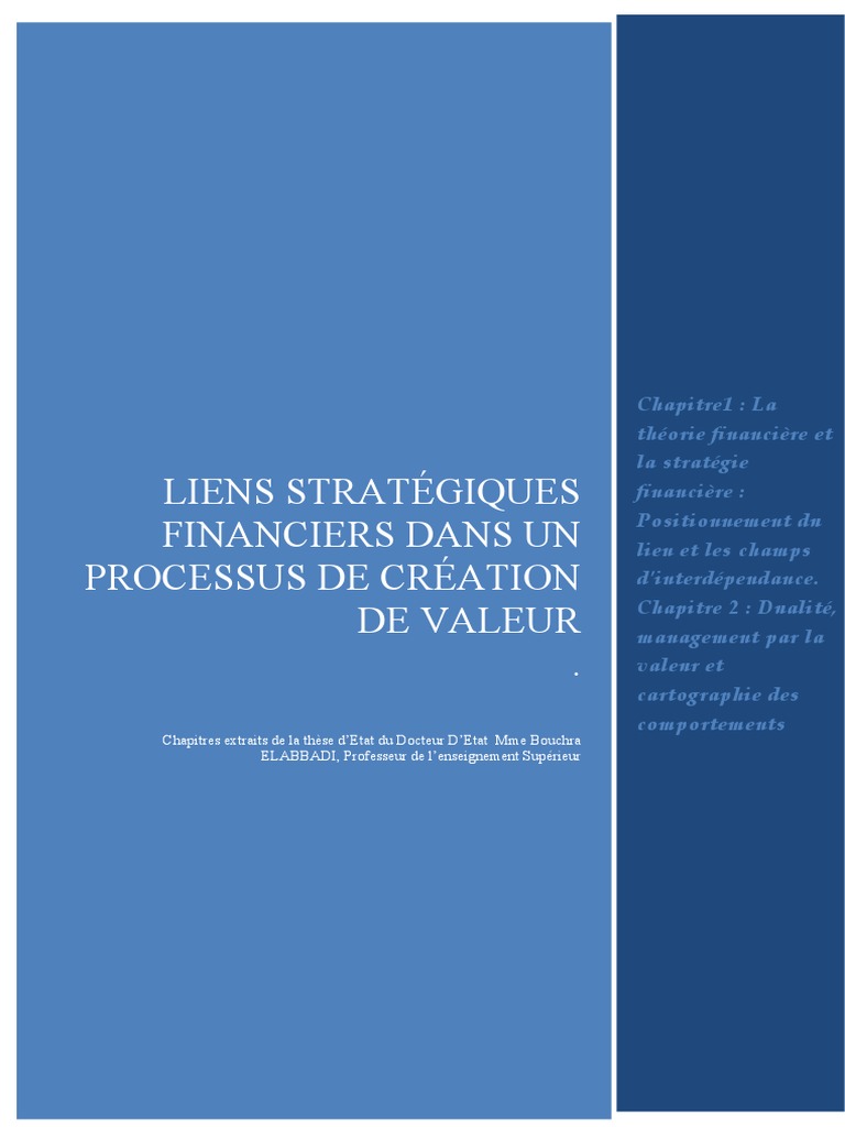 Liens Finance-Stratégie pour Créer de la Valeur | PDF | Évolution de ...