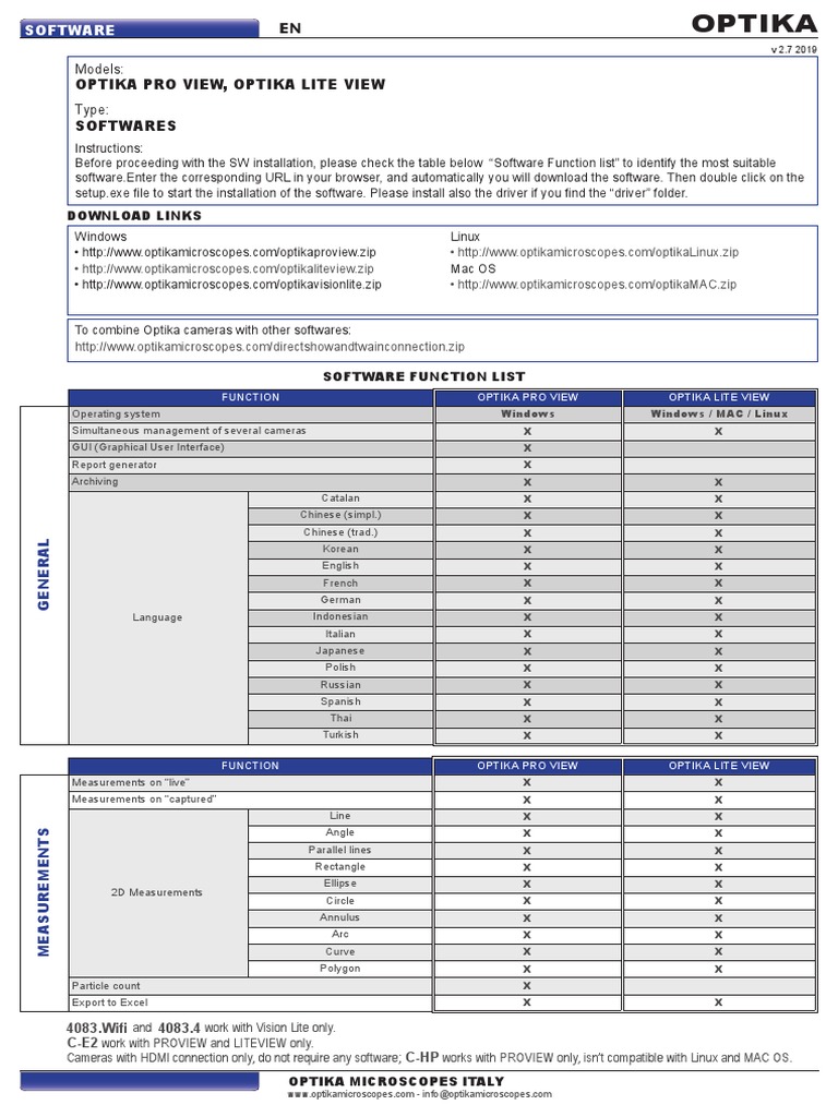 OPTIKA DOWNLOAD LINK SOFTWARES Technical Datasheet EN | PDF | Microsoft Windows | Software