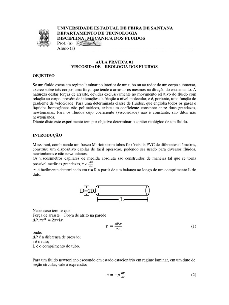 Viscosidade e Reologia de Fluidos | PDF | Viscosidade | Atrito