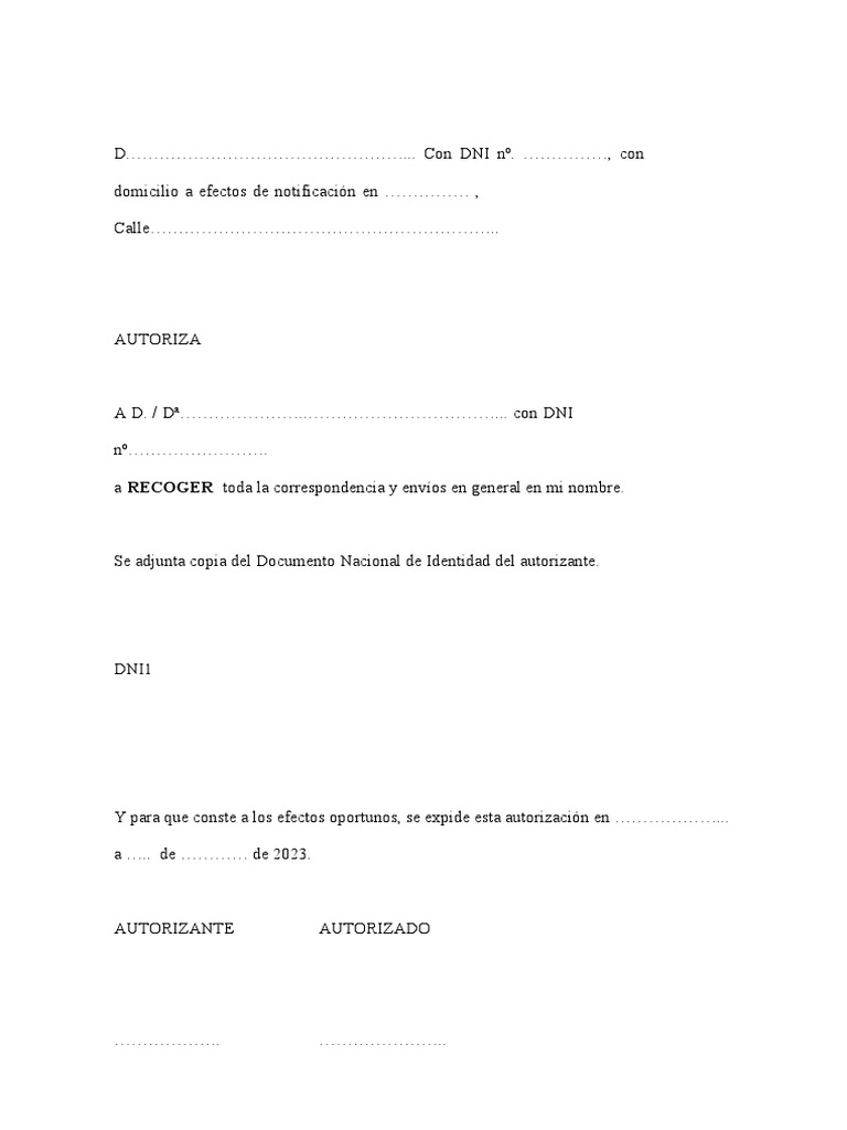 Modelo de Autorizacion1 | PDF