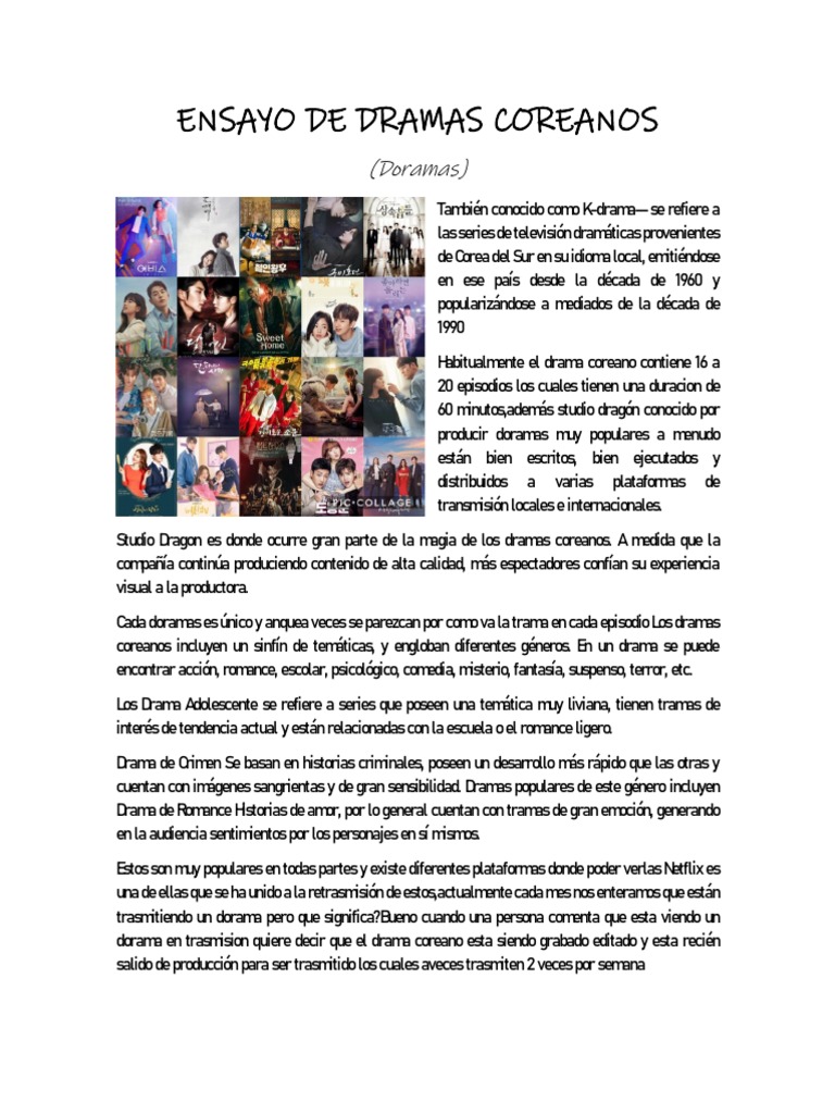 Ensayo de Dramas Coreanos | PDF