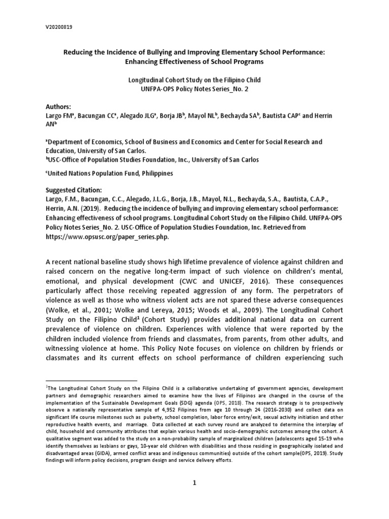 UNFPA OPS Policy Note Series 2 Bullying | Download Free PDF | Bullying ...