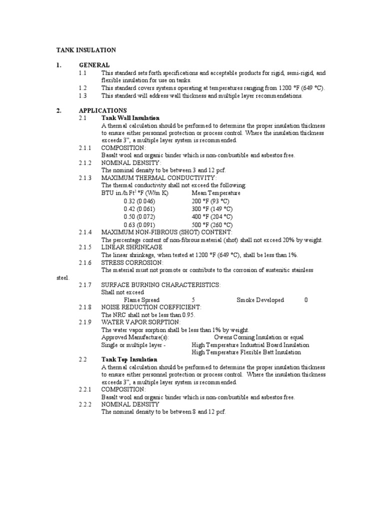 Tank-Insulation Guide Specification | PDF | Thermal Insulation ...