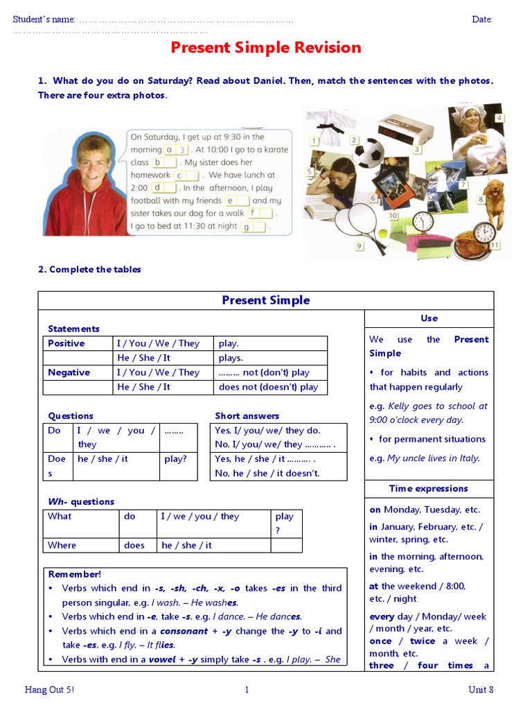 TP #1 Present Simple Revision | PDF | Syntax | Linguistics