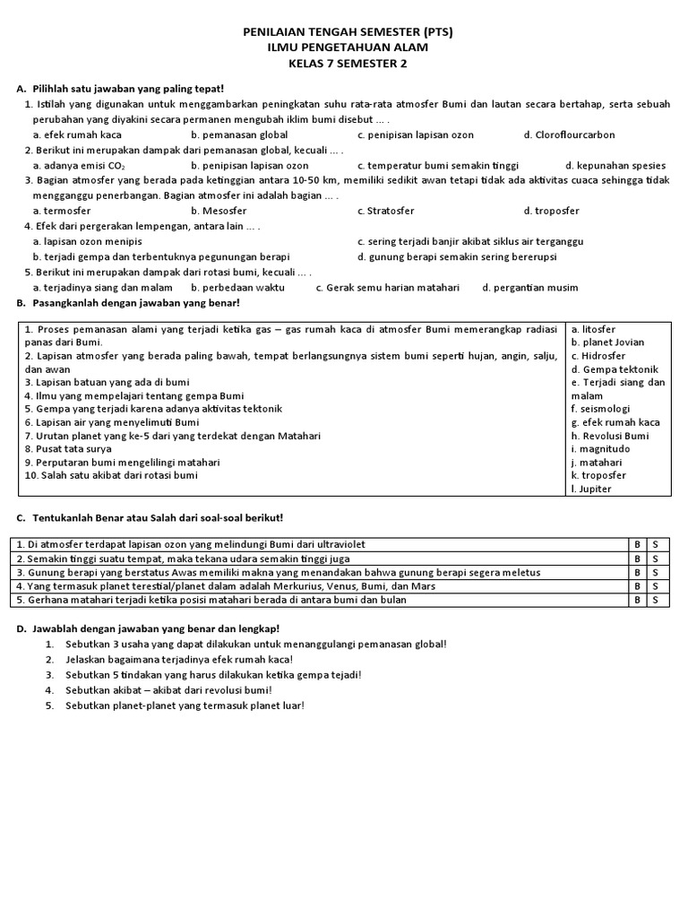 Pts Ipa Kelas 7 SMT 2 2022 | PDF