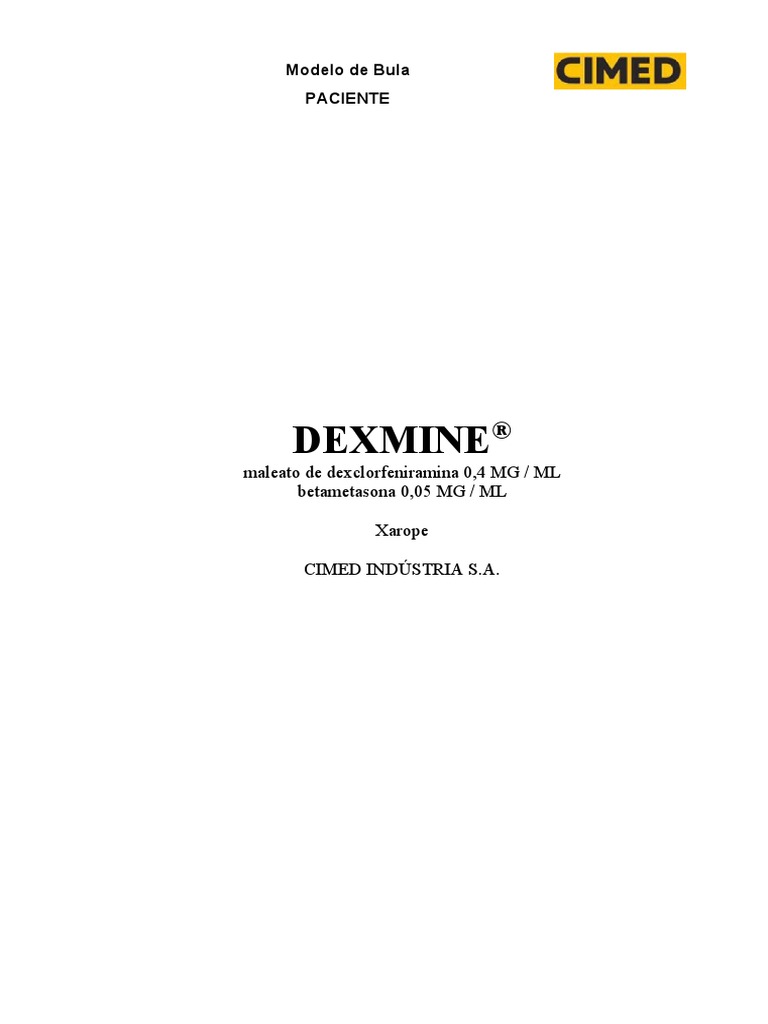 Dexmine: Modelo de Bula Paciente | PDF