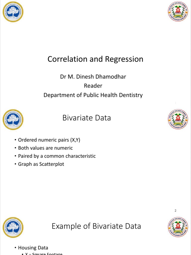 DR - Dinesh BIOSTAT Corelation and Regression 1 Min | PDF