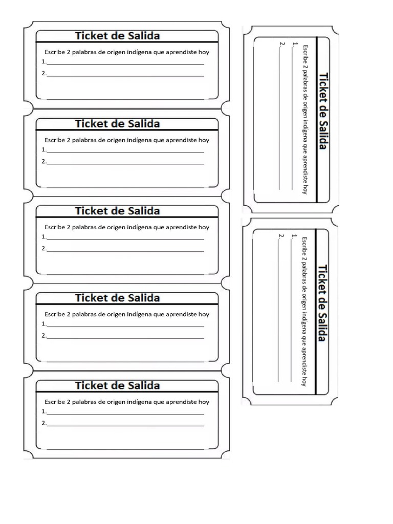 ticket de salida para usar en clase | PDF