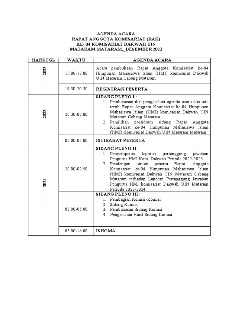 Agenda Acara | PDF