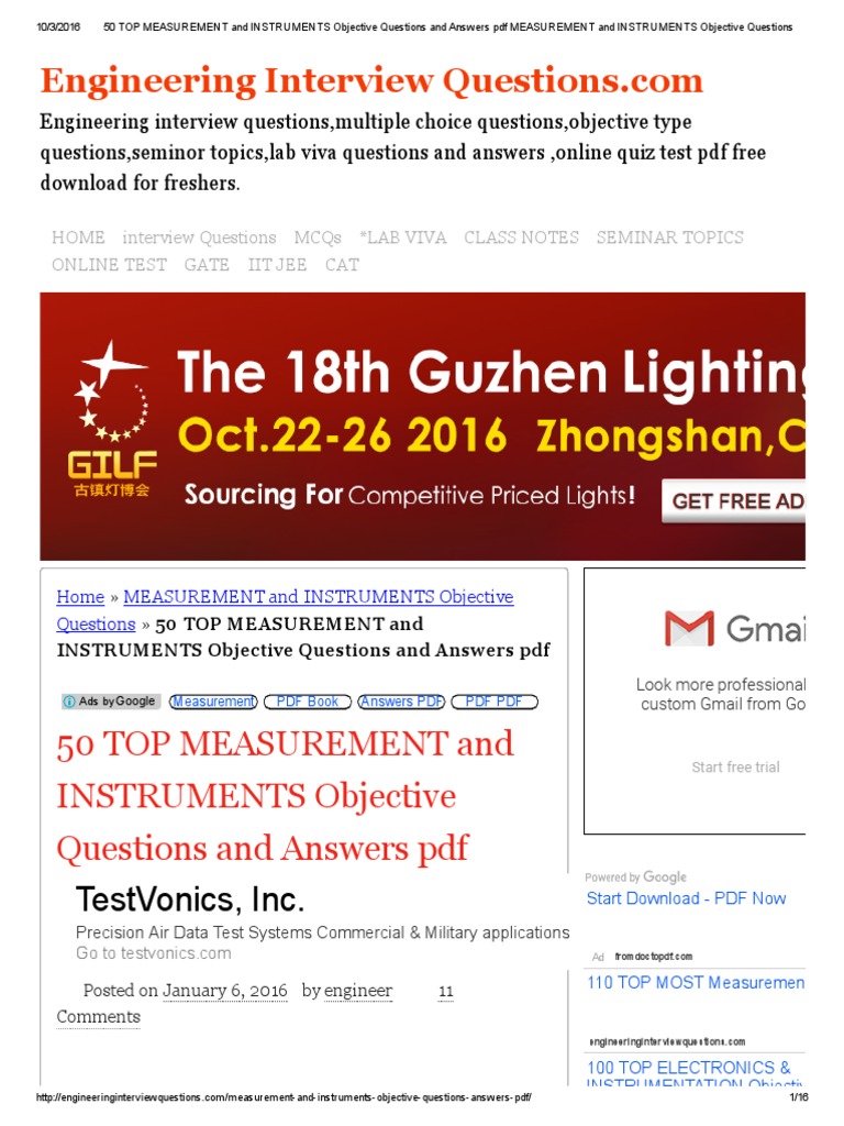 Measurement & Instrument Questions | PDF | Accuracy And Precision ...