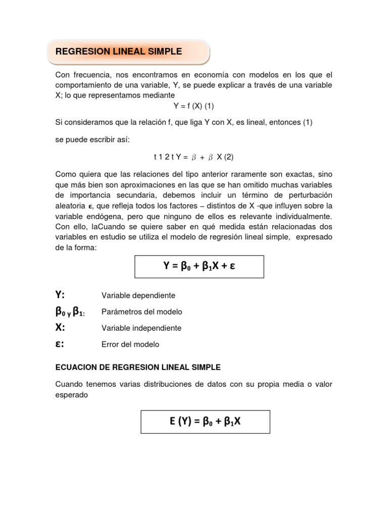 Regresion Lineal Simple | PDF | Regresión lineal | Análisis de regresión