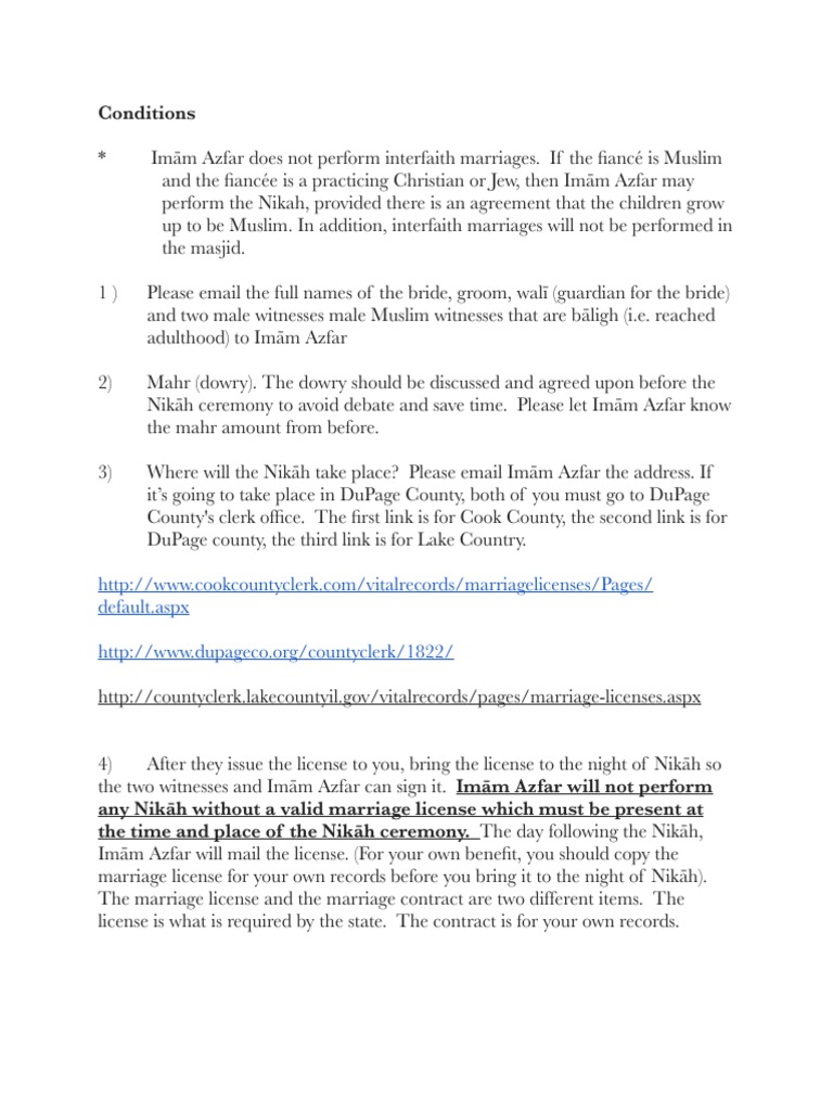 Nikah Procedure | PDF | Marriage | Marriage, Unions And Partnerships