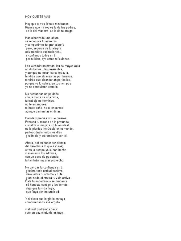 HOY QUE TE VAS.. poesia | PDF