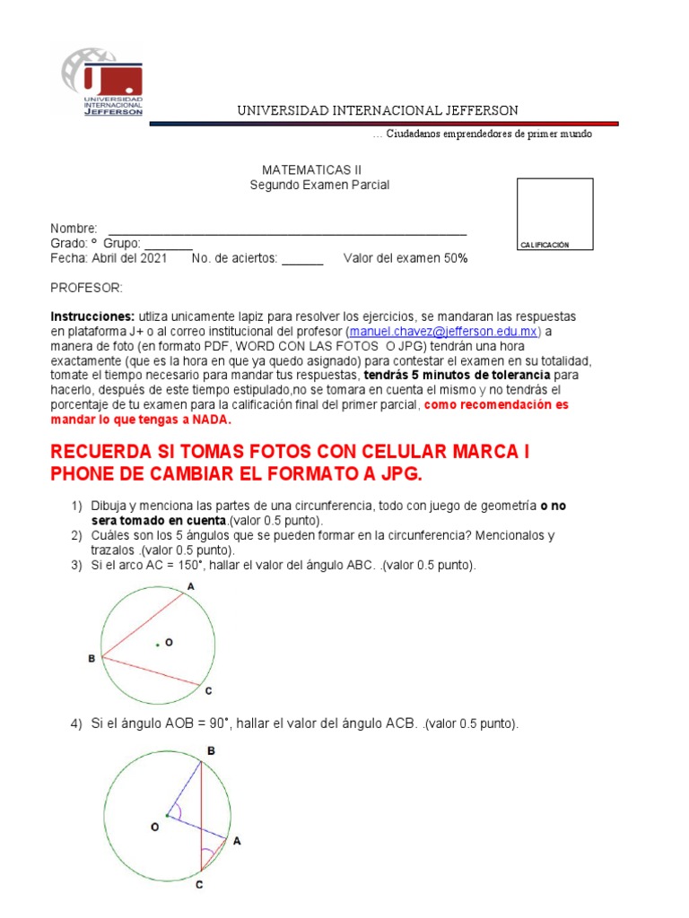 02 Examen Parcial Matematicas Ii | PDF