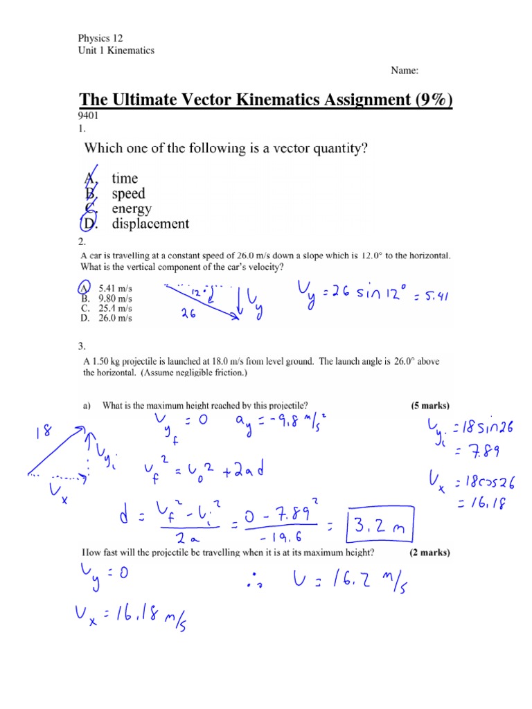 Ultimate Kinematics Answers | PDF