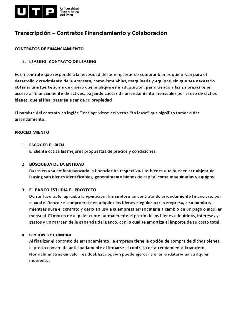 Semana 10 - Infografía - Contratos Financiamiento y Colaboración ...