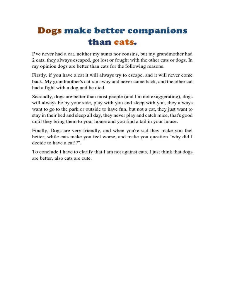Dogs make better companions than cats | PDF