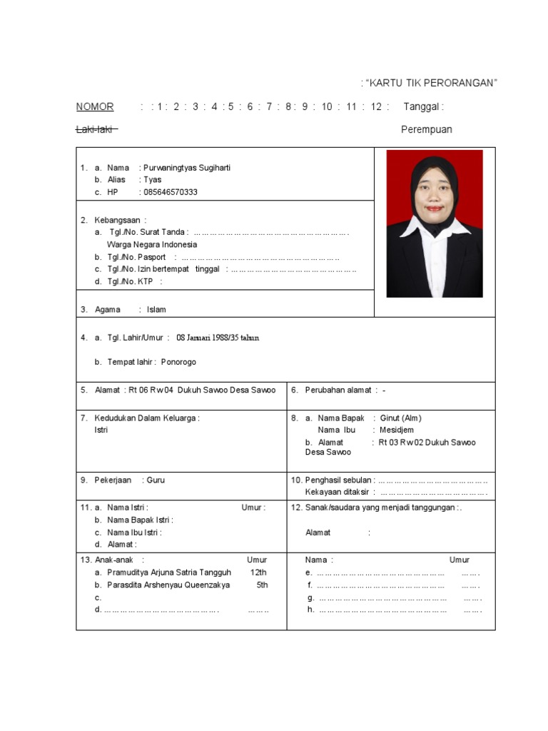 Kartu Tik Perorangan | PDF