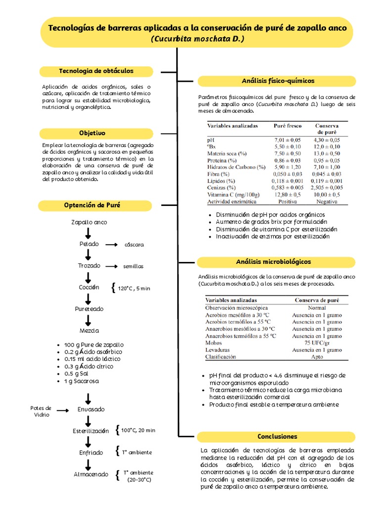Esquema Del Artículo Tecnologías de Barreras Aplicadas A La Conservación de Puré de Zapallo Anco ...