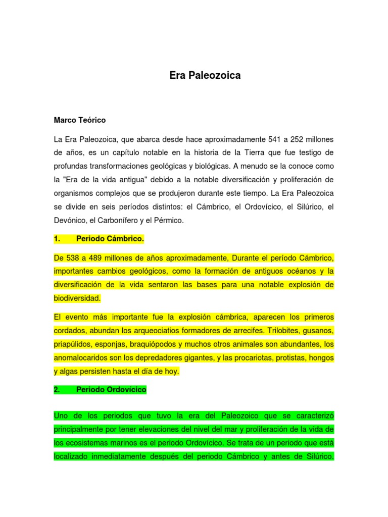Era Paleozoica: Transformaciones Clave | PDF | Ciencias de la Tierra ...