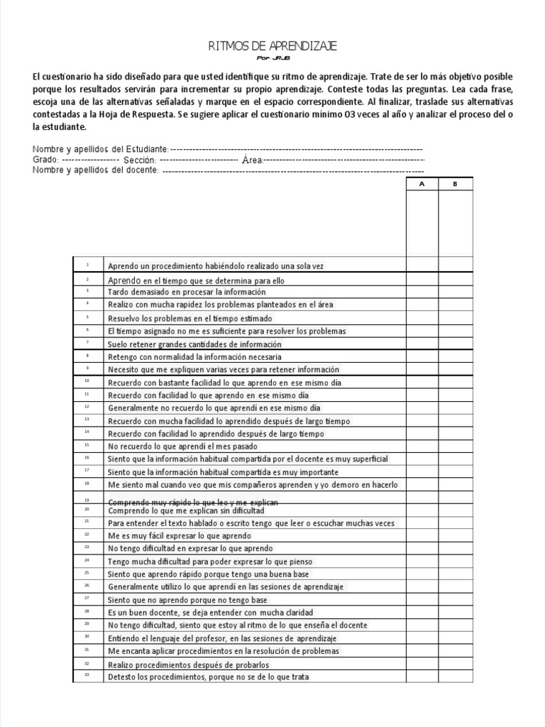 Ritmos de Aprendizaje | PDF