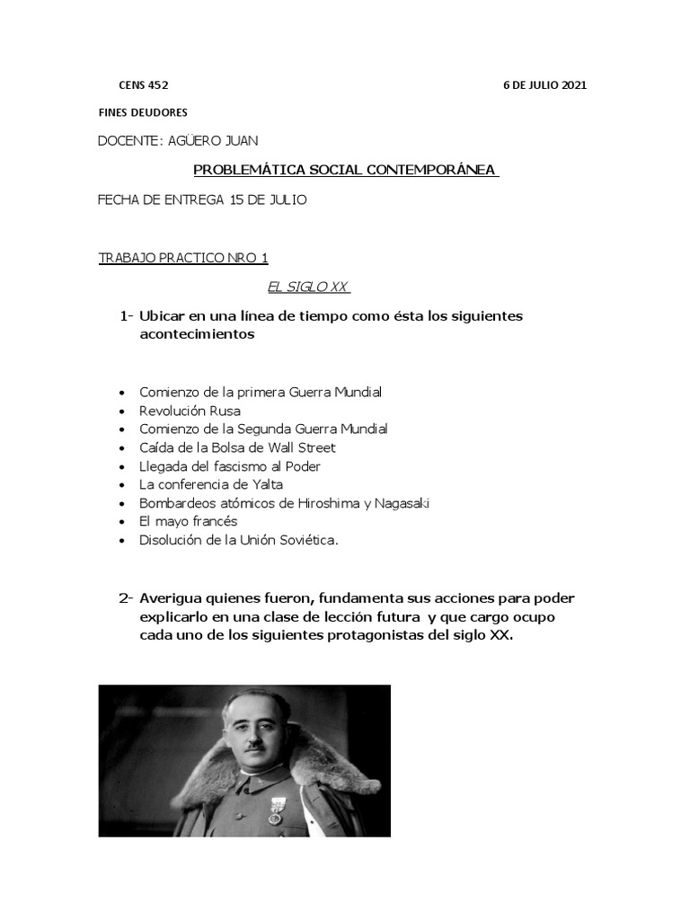 1°actividad de Problematica Social Contemporanea Fines Deudores 2021 | PDF