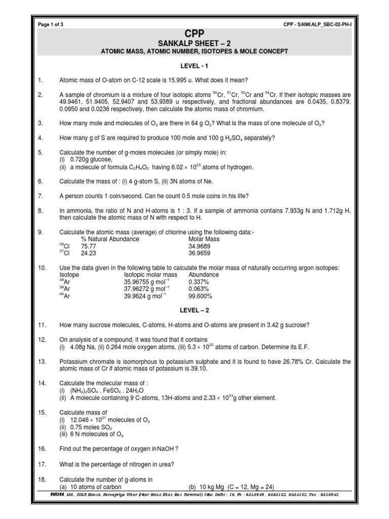SBC 2 | PDF | Mole (Unit) | Isotope