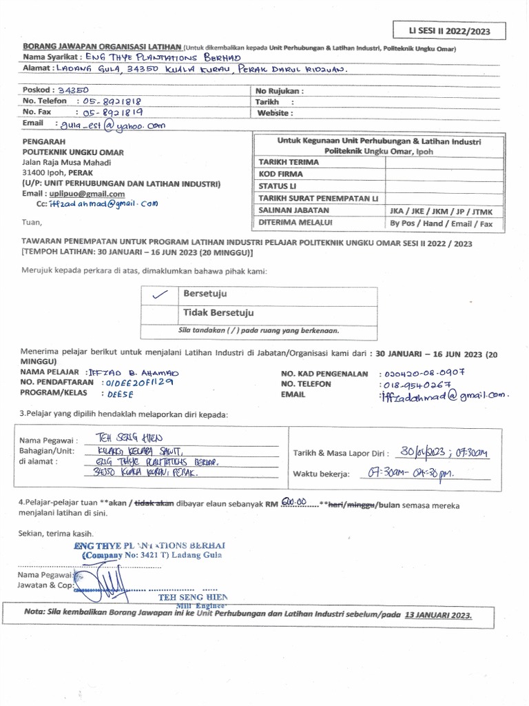 Borang Jawapan Organisasi Latihan | PDF