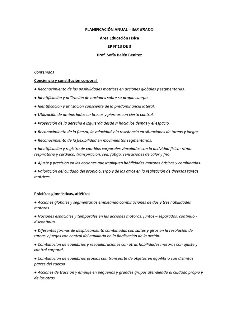 PLANIFICACIÓN ANUAL 3ER GRADO | PDF