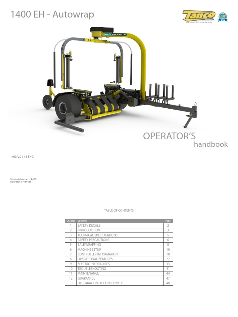 Tanco Autowrap 1400 Operator Manual | PDF | Tractor | Mechanical ...