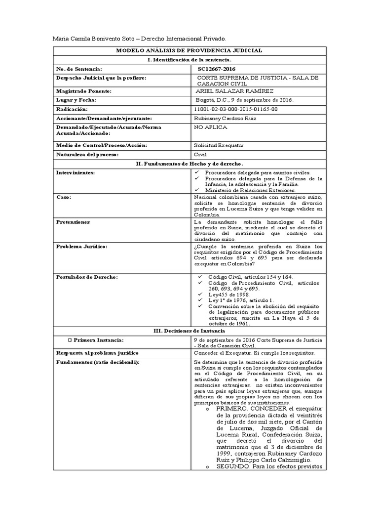 Sentencia Exequatur Maria Bonivento | PDF | Sentencia (ley) | Divorcio Sentencia Exequatur Maria Bonivento | PDF | Sentencia (ley) | Divorcio