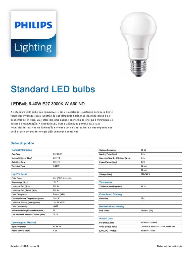 Catálogo - Lâmpada Led Bulbo - Philips | PDF