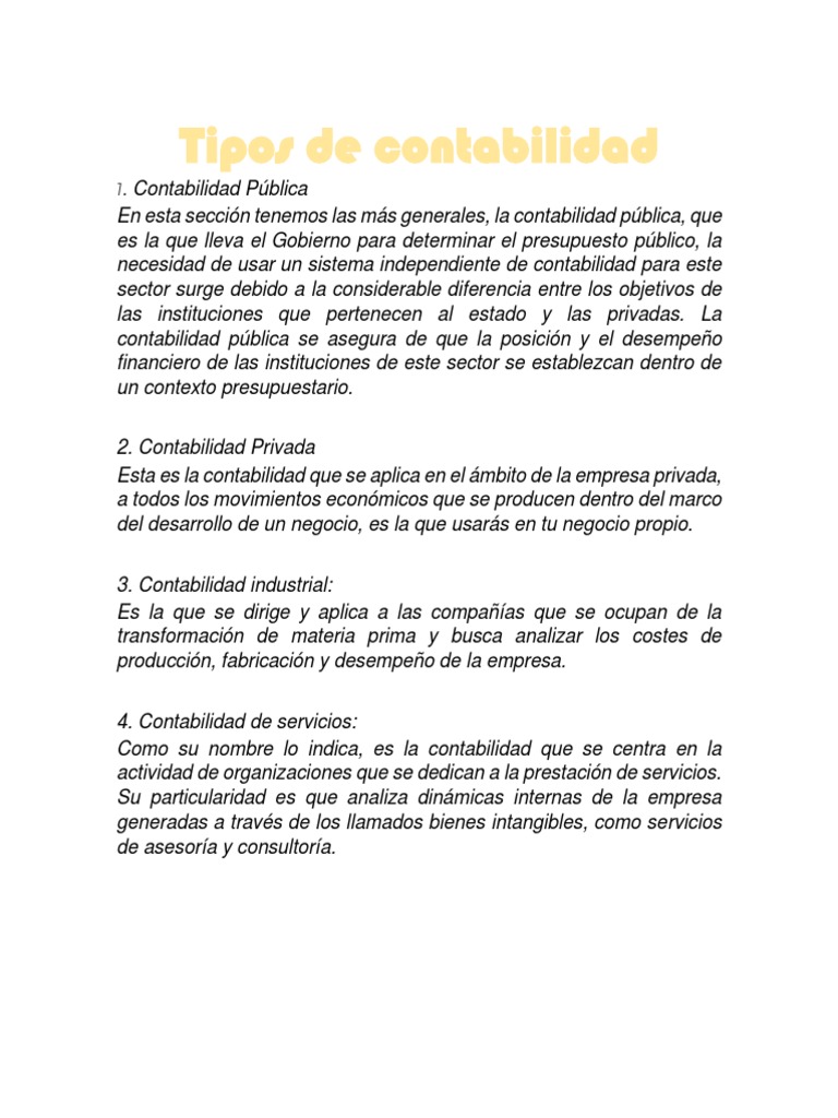 Tipos de Contabilidad | PDF | Contabilidad | Contabilidad financiera