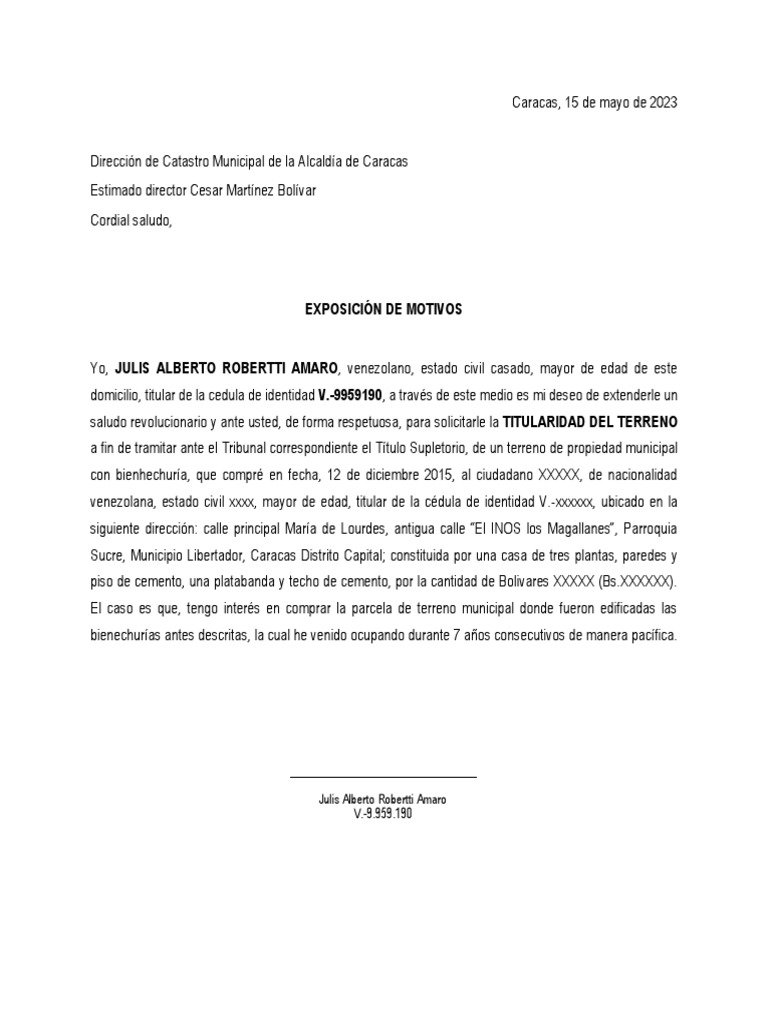 Carta de Exposicion de Motivos | PDF