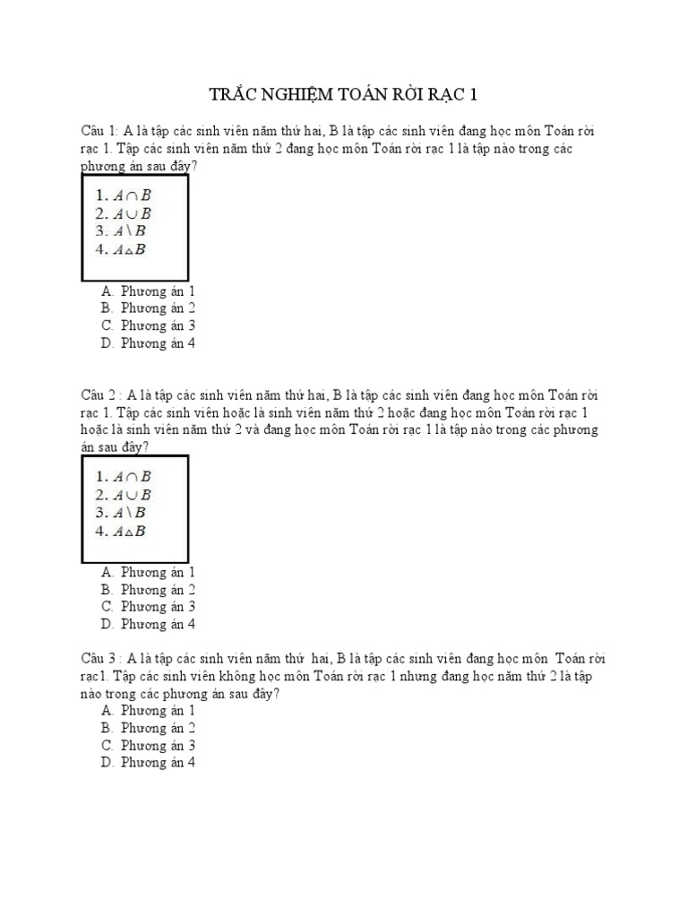 !uvncpft-Trac Nghiem Toan Roi Rac Buoi 1-2-3 | PDF