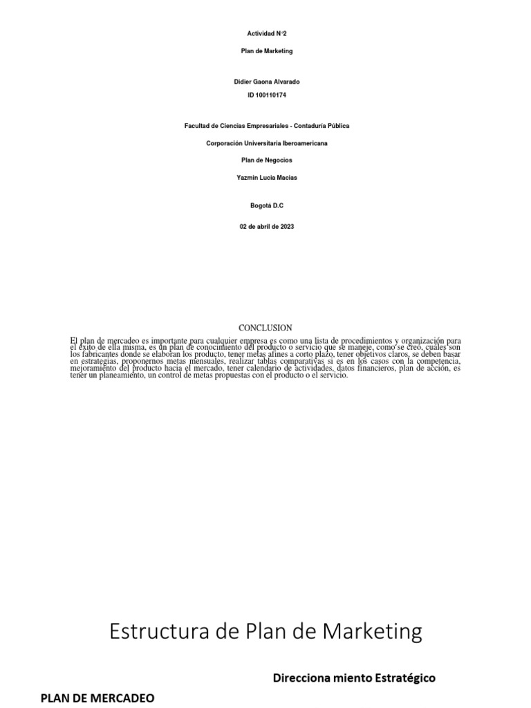 Actividad 3 - Plan de Marketing | PDF | Marketing | Calidad (comercial)