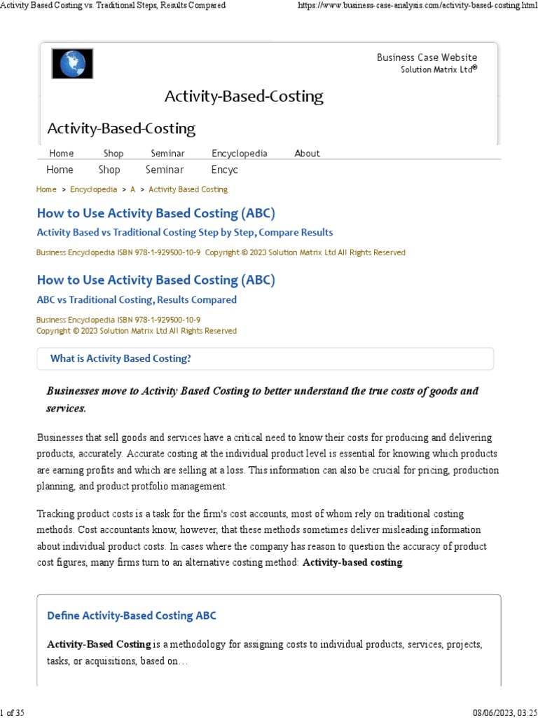 Activity Based Costing vs. Traditional Steps, Results Compared | PDF ...