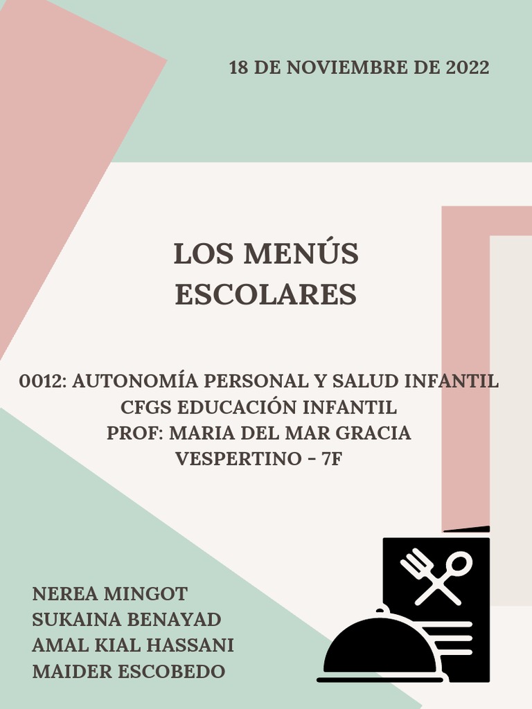 Menús Escolares 2025: Portadas y Recetas | PDF
