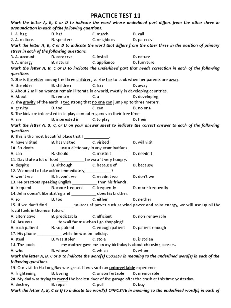 Practice Test 11 | PDF