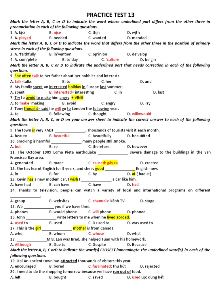 Practice Test 13 | PDF | Amazon Rainforest | English Language