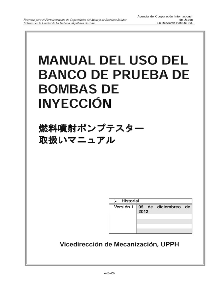 Manual Del Uso Del Banco de Prueba de Bombas de Inyeccion | PDF