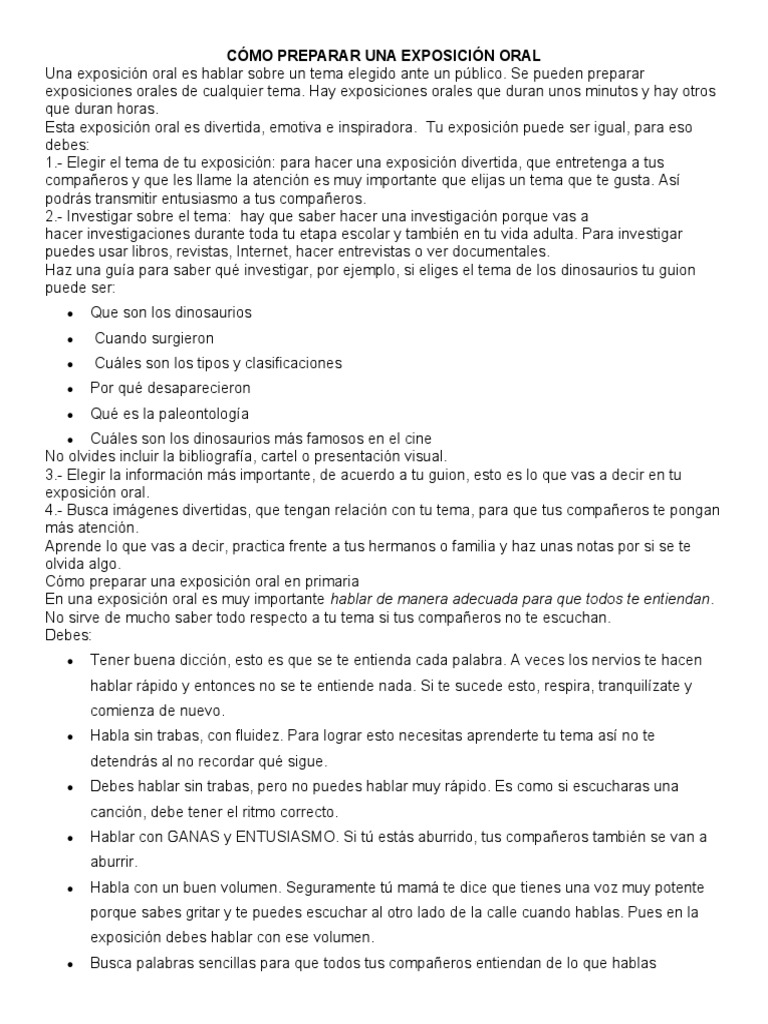 Cómo Preparar Una Exposición Oral | PDF | Crecimiento personal y ...