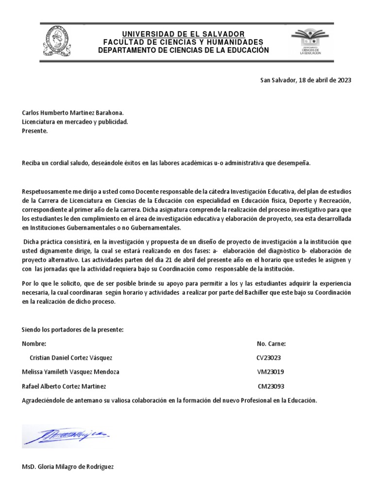 Carta de Investigacion | PDF