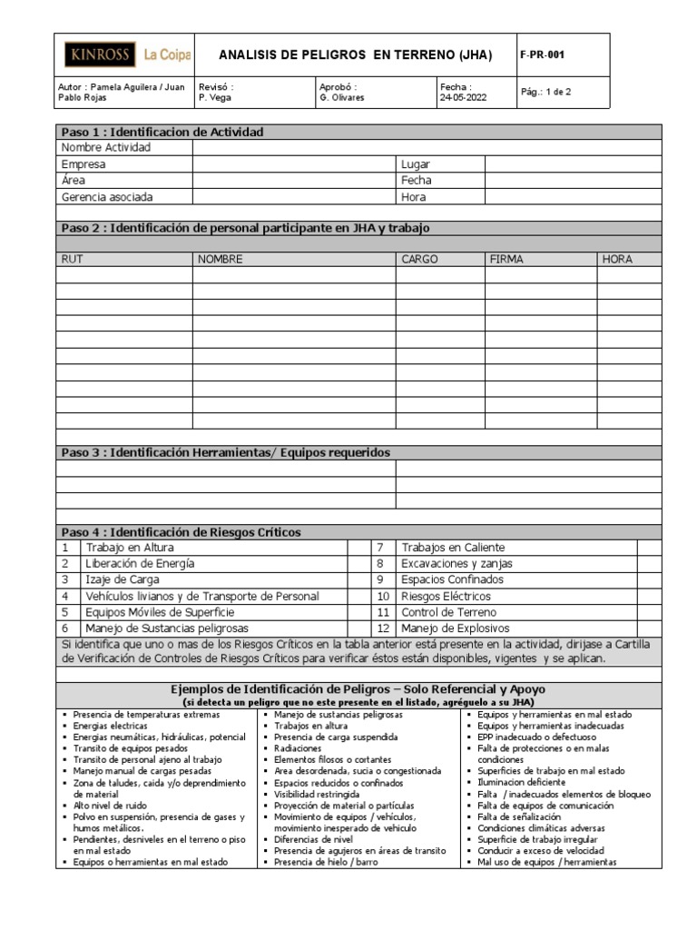 F-PR-001 JHA - Formato | PDF | Naturaleza