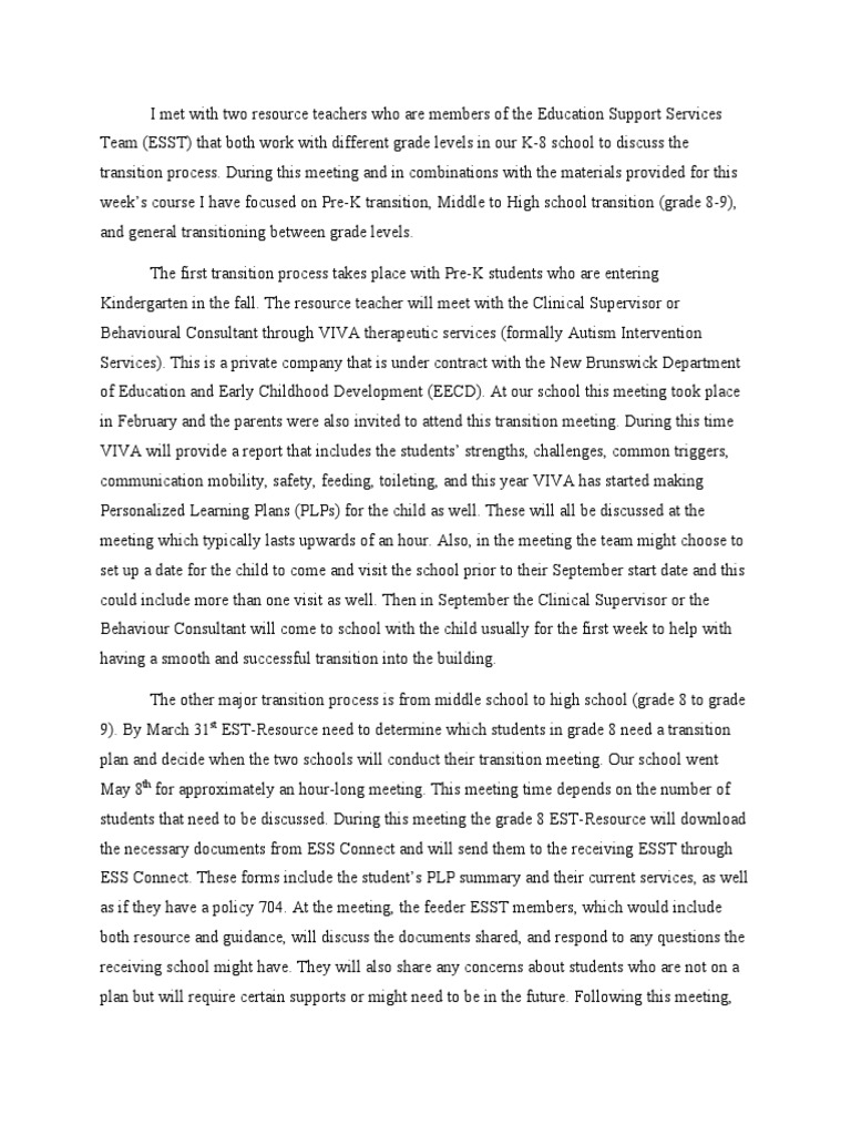 Section 3 - Transition Process 6175 | PDF | Schools | Preschool