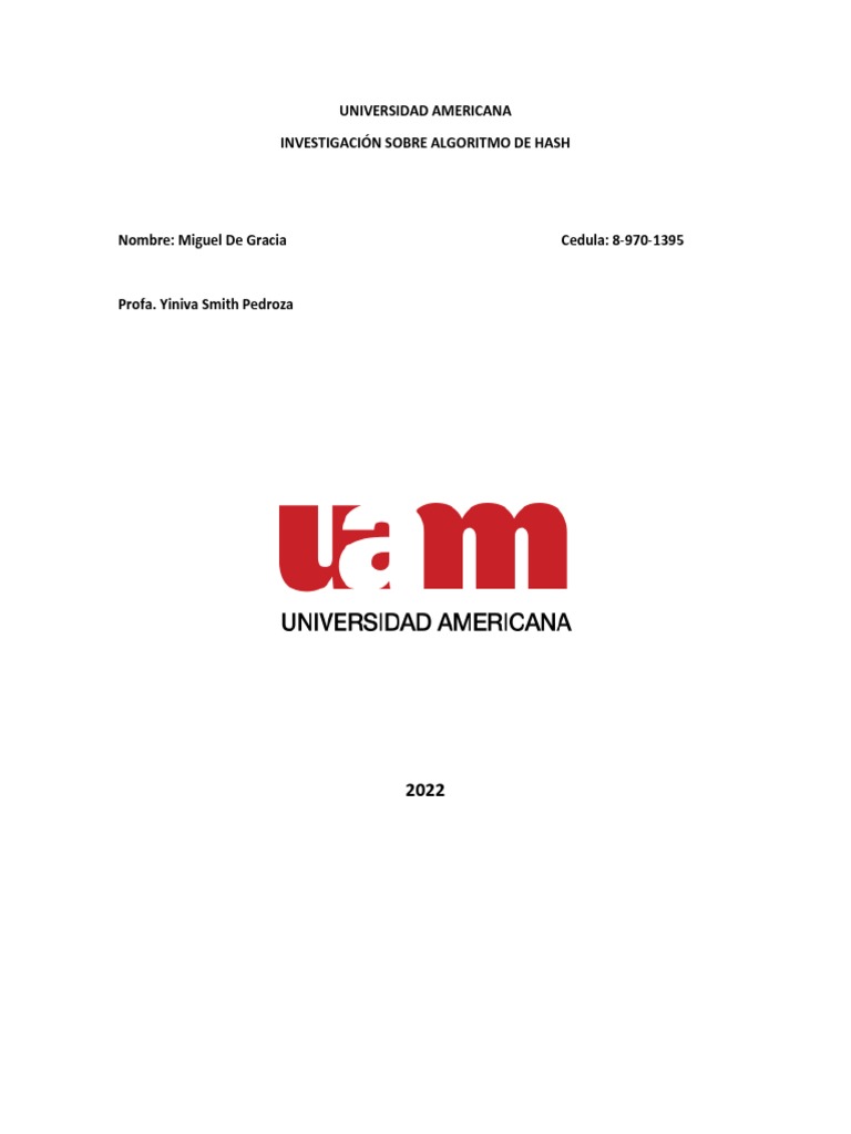 INVESTIGACIÓN SOBRE ALGORITMO DE HASH - Miguel de Gracia | PDF ...
